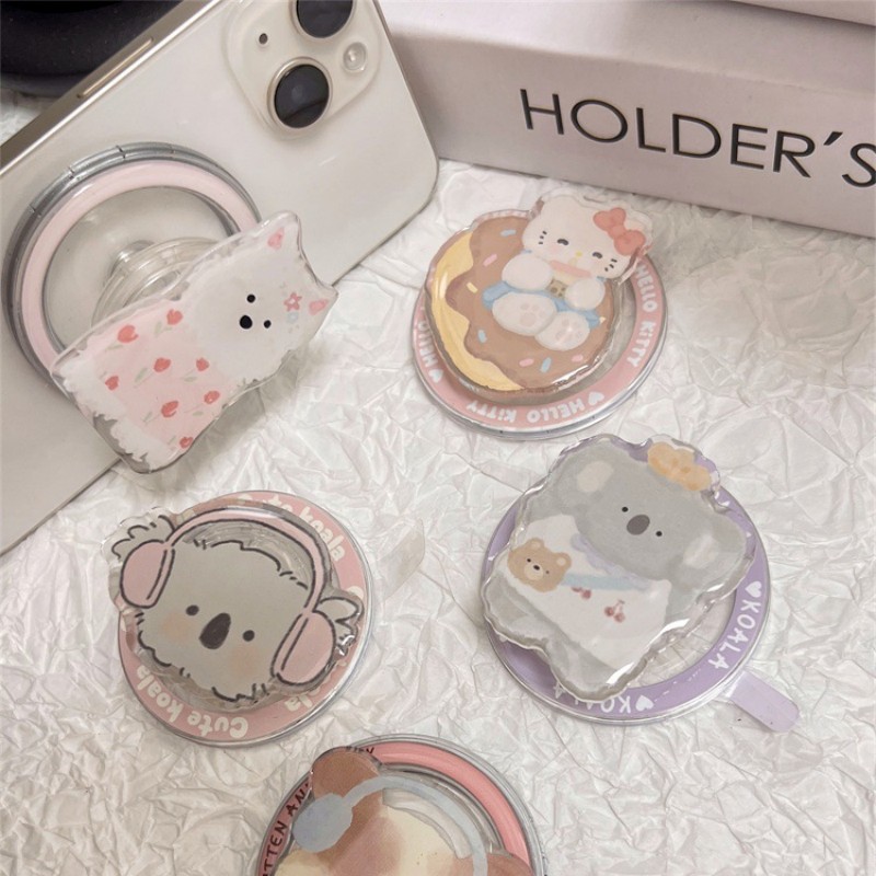 Cute Cartoon Listening Music Cat For Magnetic Popsocket Phone Griptok ...
