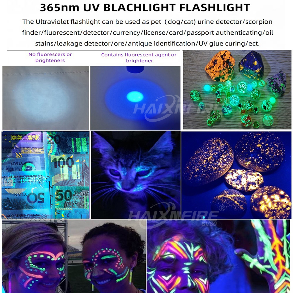 HaixnFire SV17 purple light flashlight 365nm UV glue curing purple ...
