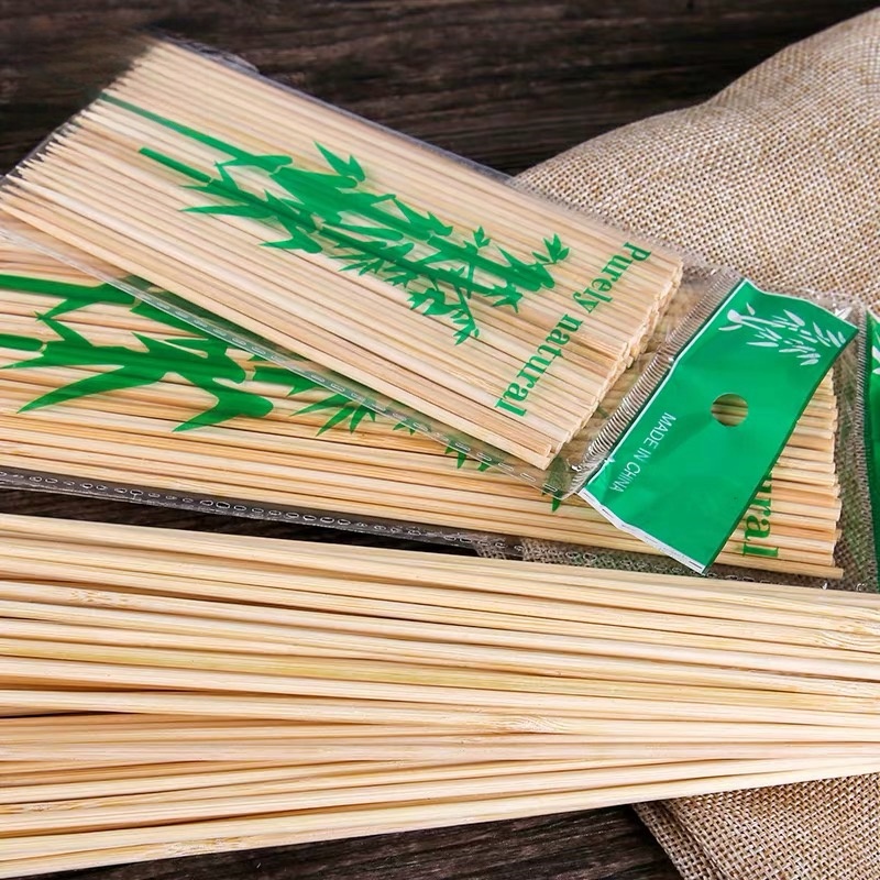 100pcs BBQ Stick Bamboo Stick Barbeque Stick Bamboo Skewers Disposable ...