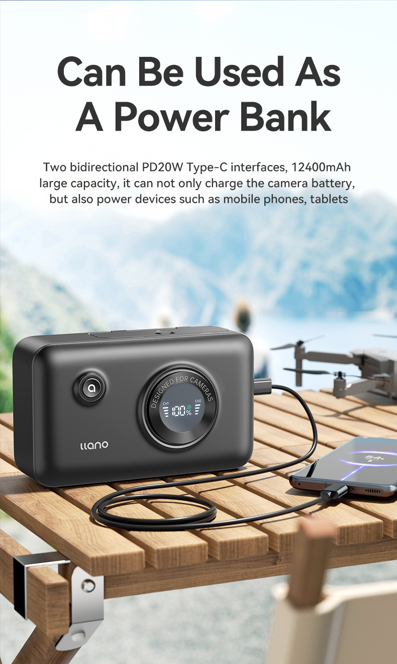 llano NP-W126S Dual Battery Fast Portable Charger with Built-in Power ...