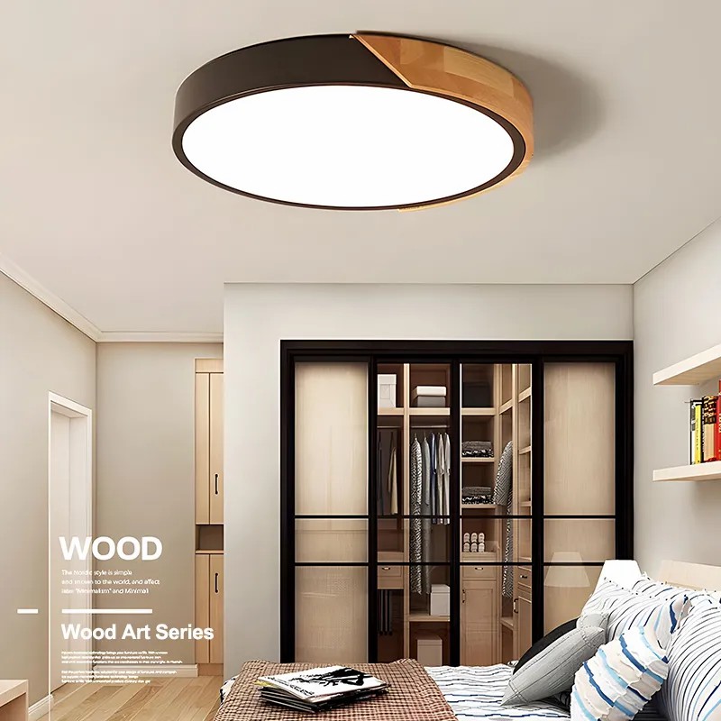 LED Ceiling Light Ultrathin Tricolor Lamp Lighting Wood Center Lights ...
