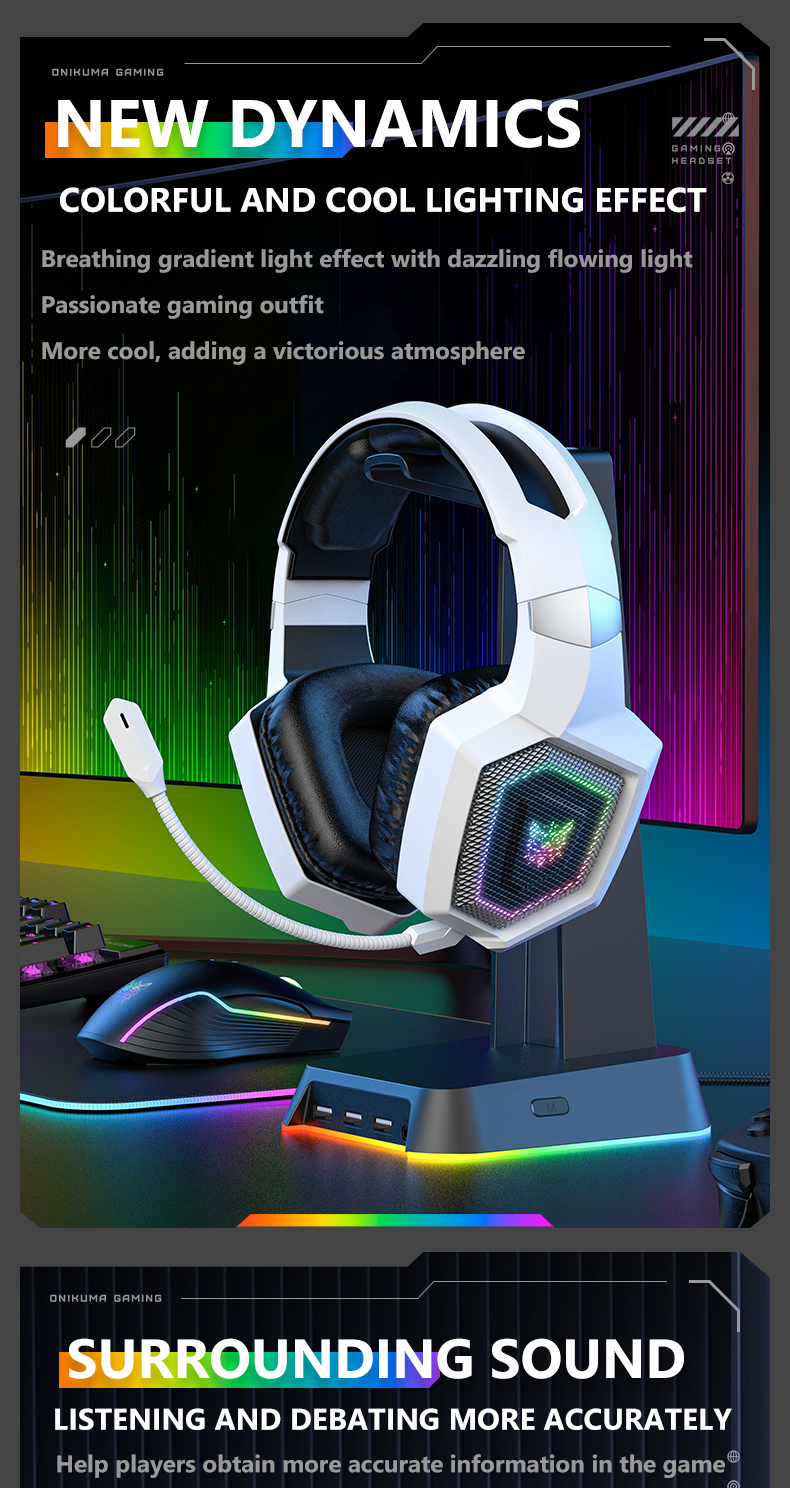 ONIKUMA GT806 Three Mode 2.4G Wireless 5.3 Headphone With Mic E-Sports ...