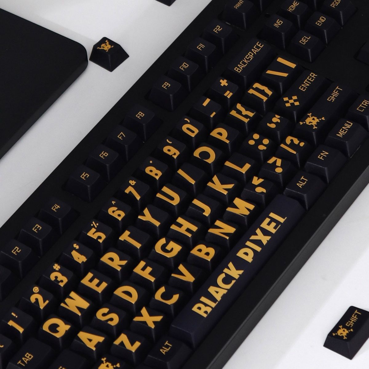 129 Black Gold Large Font keycaps Full Set Keycaps Creative Interesting ...