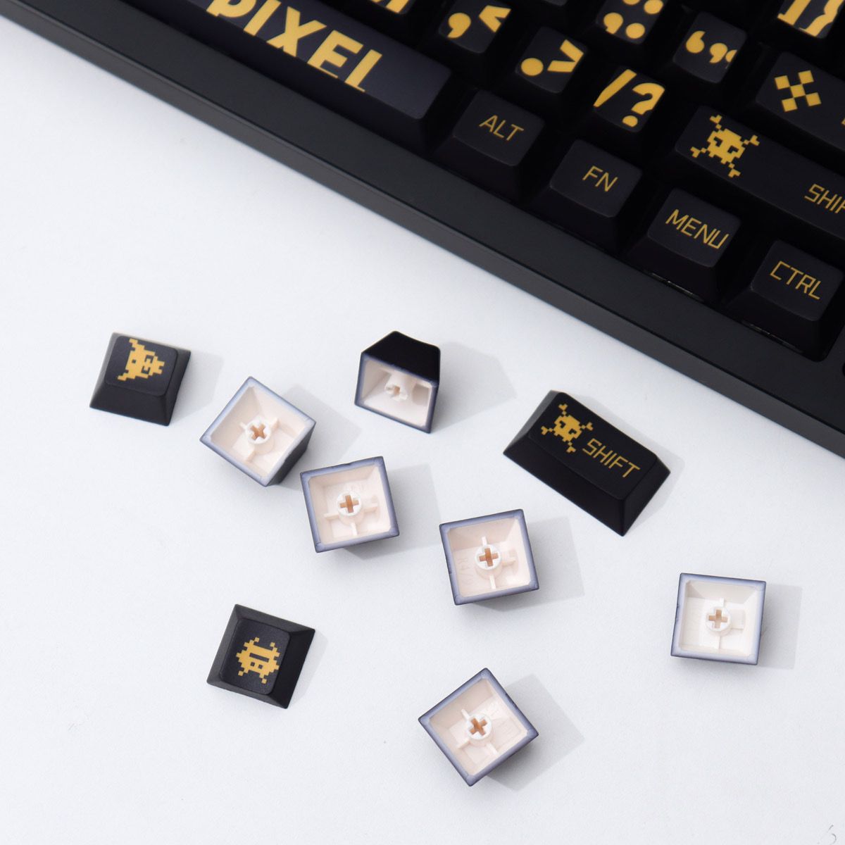 129 Black Gold Large Font keycaps Full Set Keycaps Creative Interesting ...