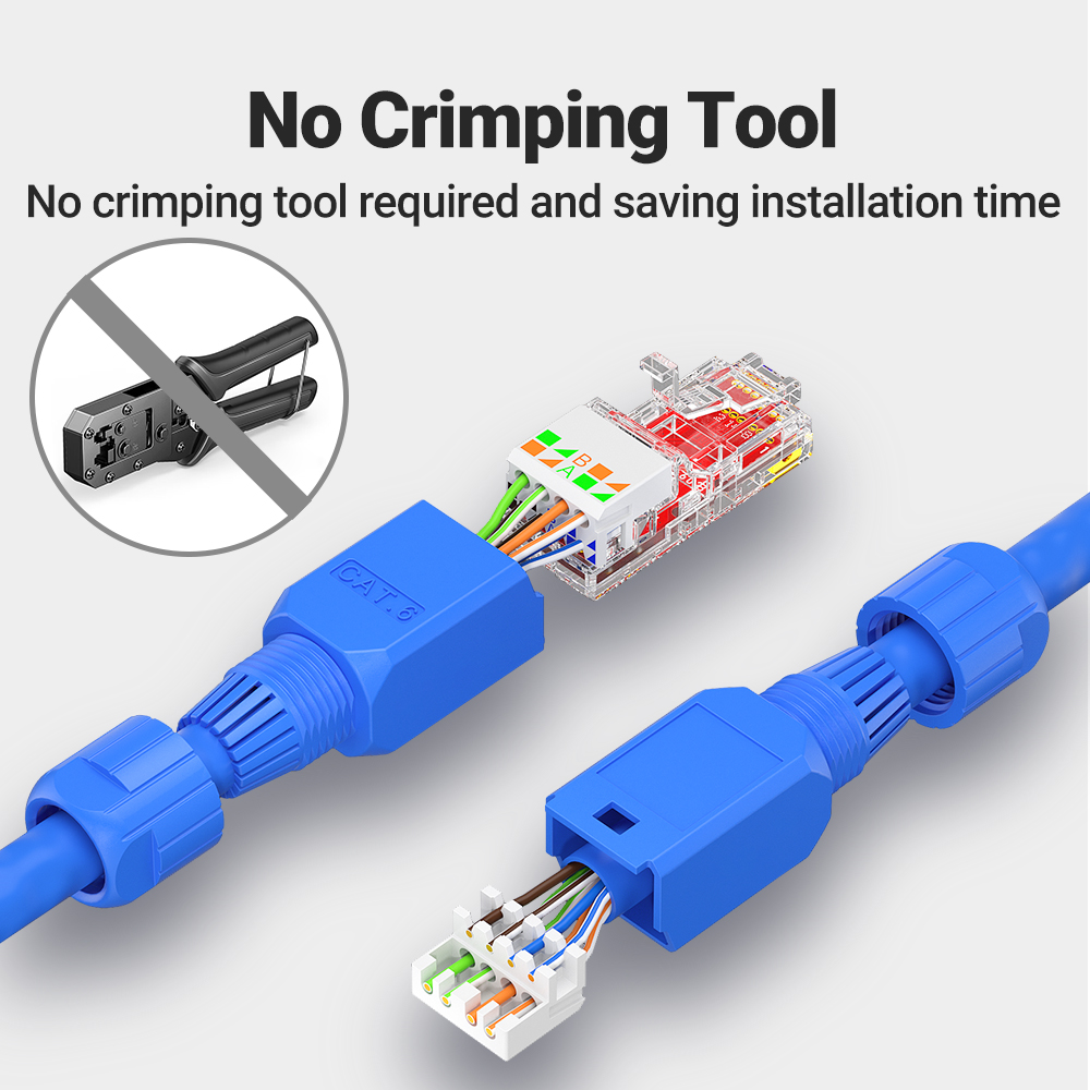 Hoolnx Tool Free Rj45 Connector Tool Less Utp Cat6 Cat6a Field Termination Modular Plug For