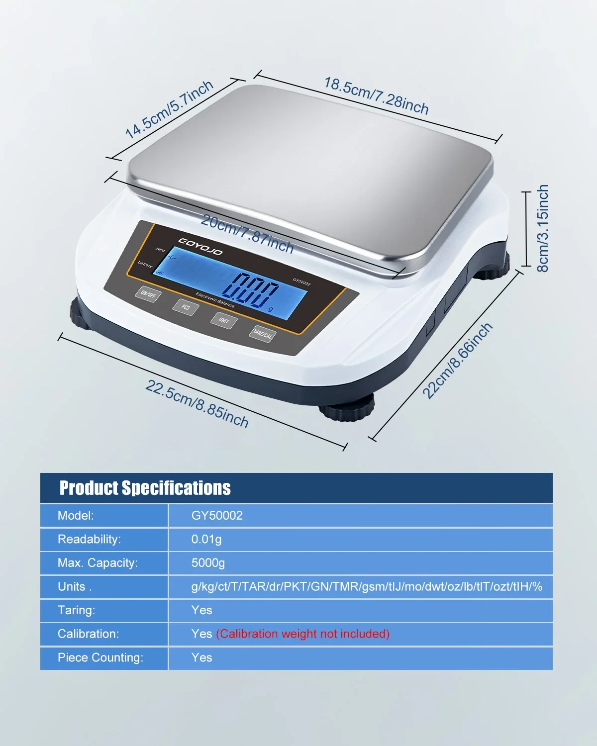 GOYOJO 5kg Precision Jewelry Scale 0.01g Lab Digital Electronic ...