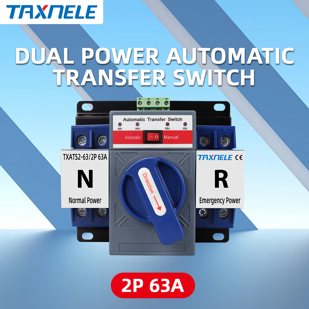 2P 63A 230V MCB Type Dual Power Automatic Transfer Switch ATS Rated ...