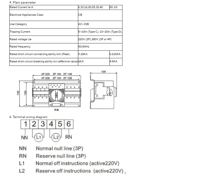 2P 63A 230V MCB Type Dual Power Automatic Transfer Switch ATS Rated ...
