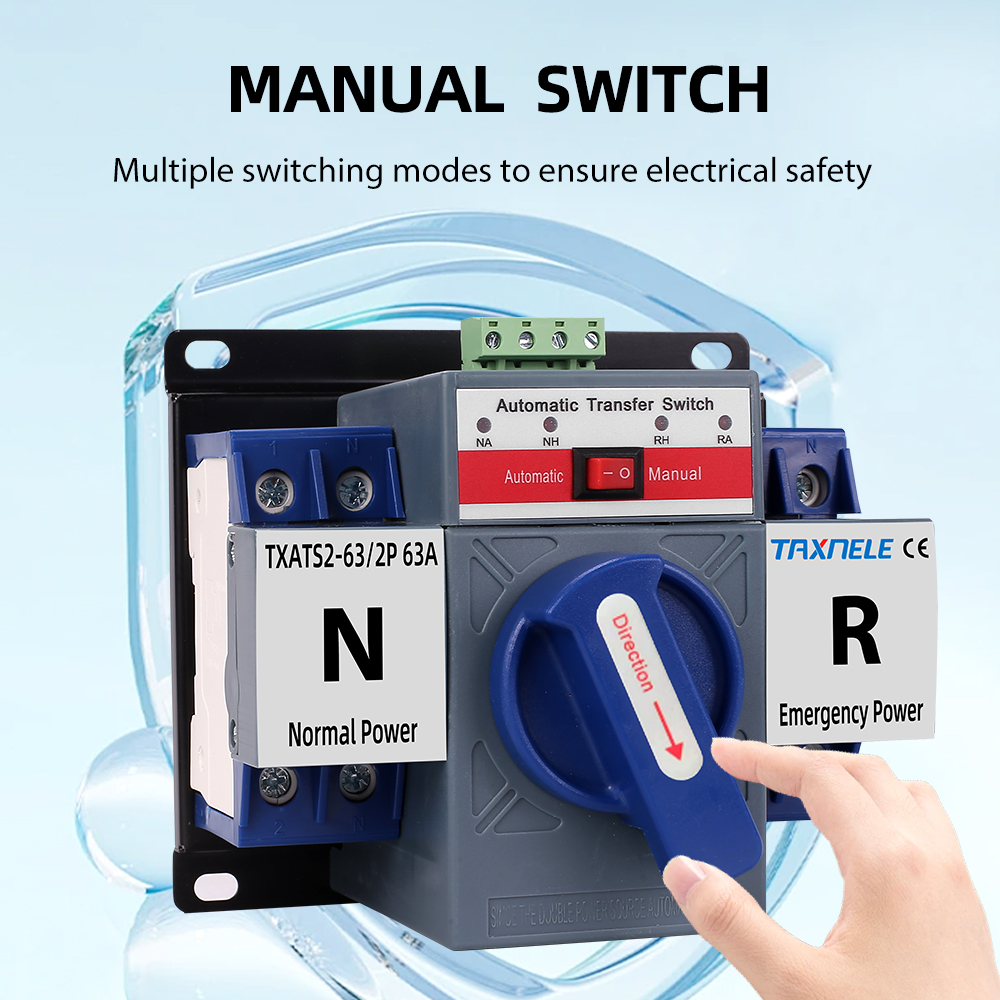 2P 63A 230V MCB Type Dual Power Automatic Transfer Switch ATS Rated ...