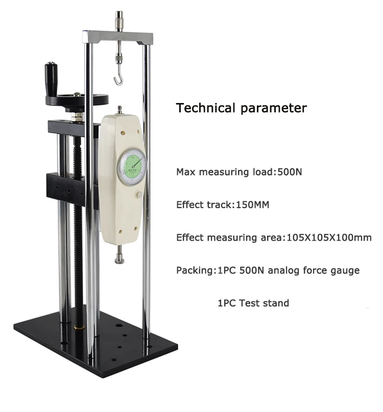 500N Analog Push Pull Force Gauge Test Stand Dynometer Test Bench ALX-J ...