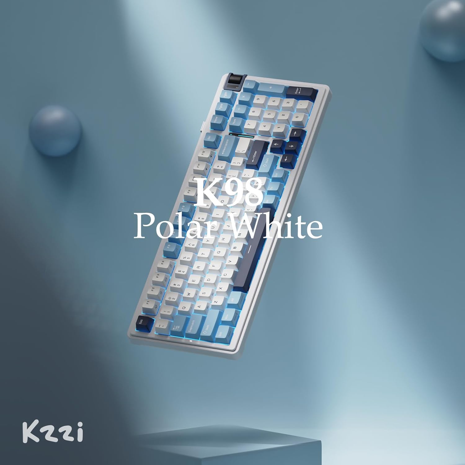 KZZI K98 Polar White Wireless Gaming Triple Mode BT5.0/2.4G/USB-C ...