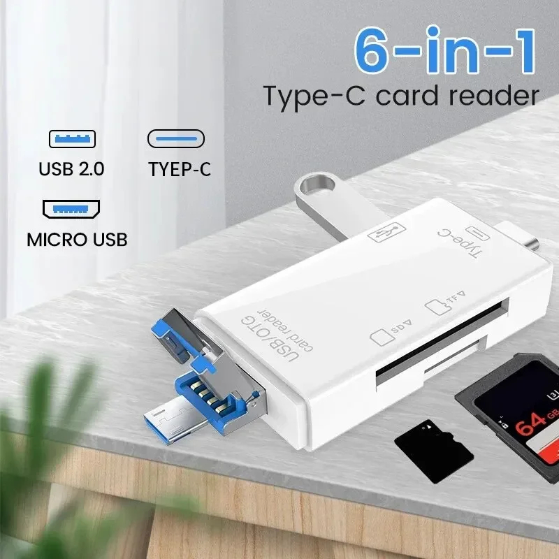 6 In 1 OTG USB SD Card Reader USB Type C Adapter Micro TF SD USB ...