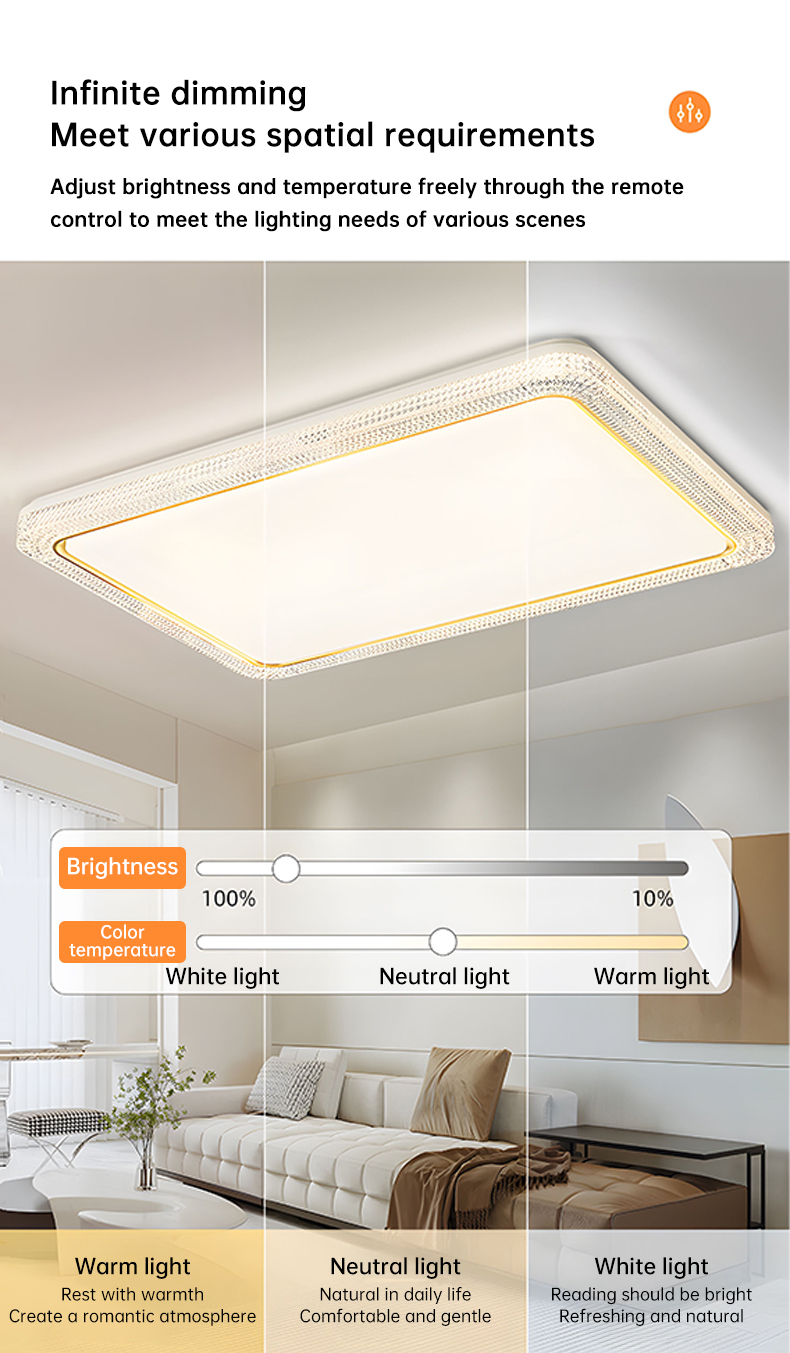 Gogeous Nordic Tri Color Ceiling Light Warm Dimming Led Light For Room ...