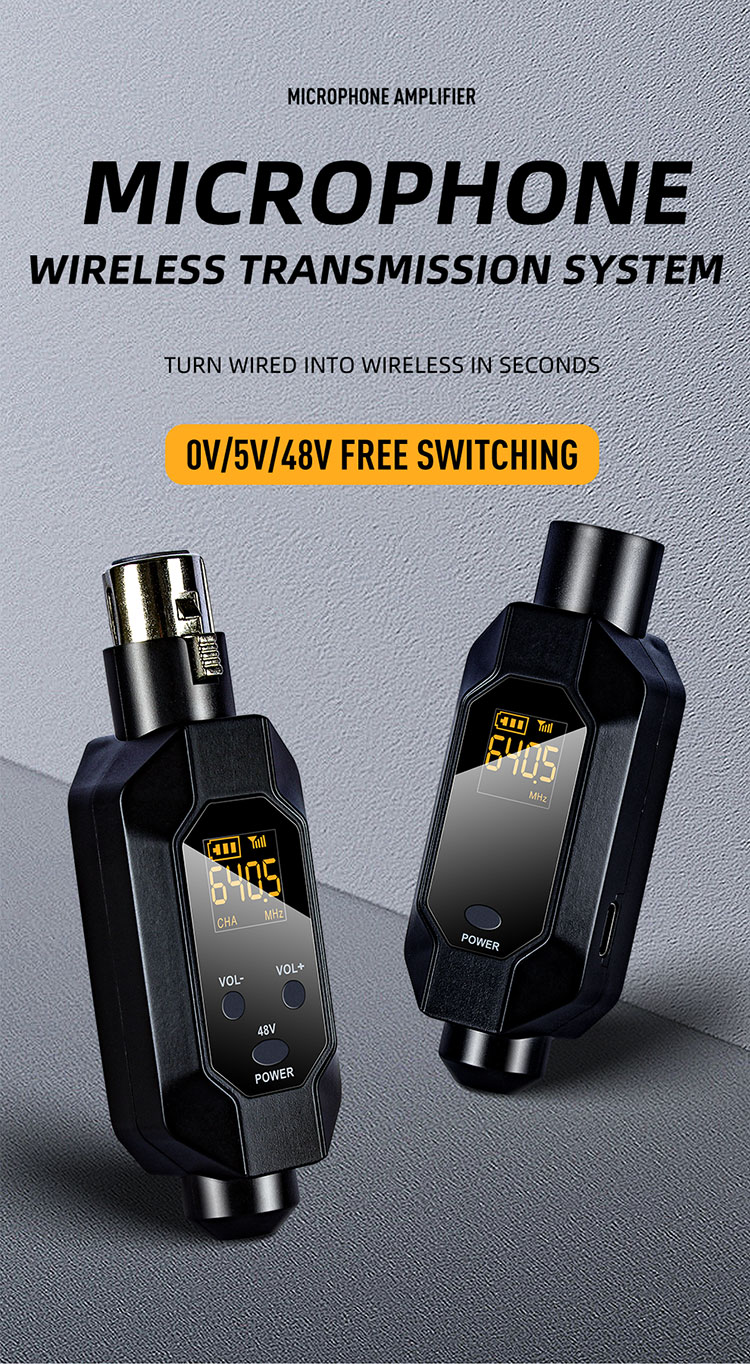 Wireless Microphone Transmitter Receiver 2.4Ghz XLR Microphone Wireless System Rechargeable ...