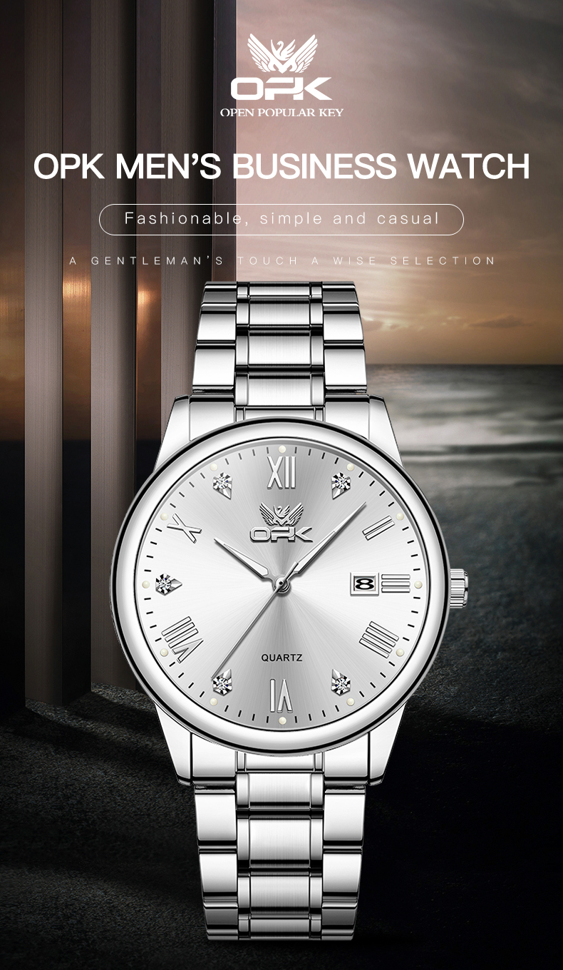 OPK Watch For Men Waterproof Original Quartz Stainless Steel Luminous ...