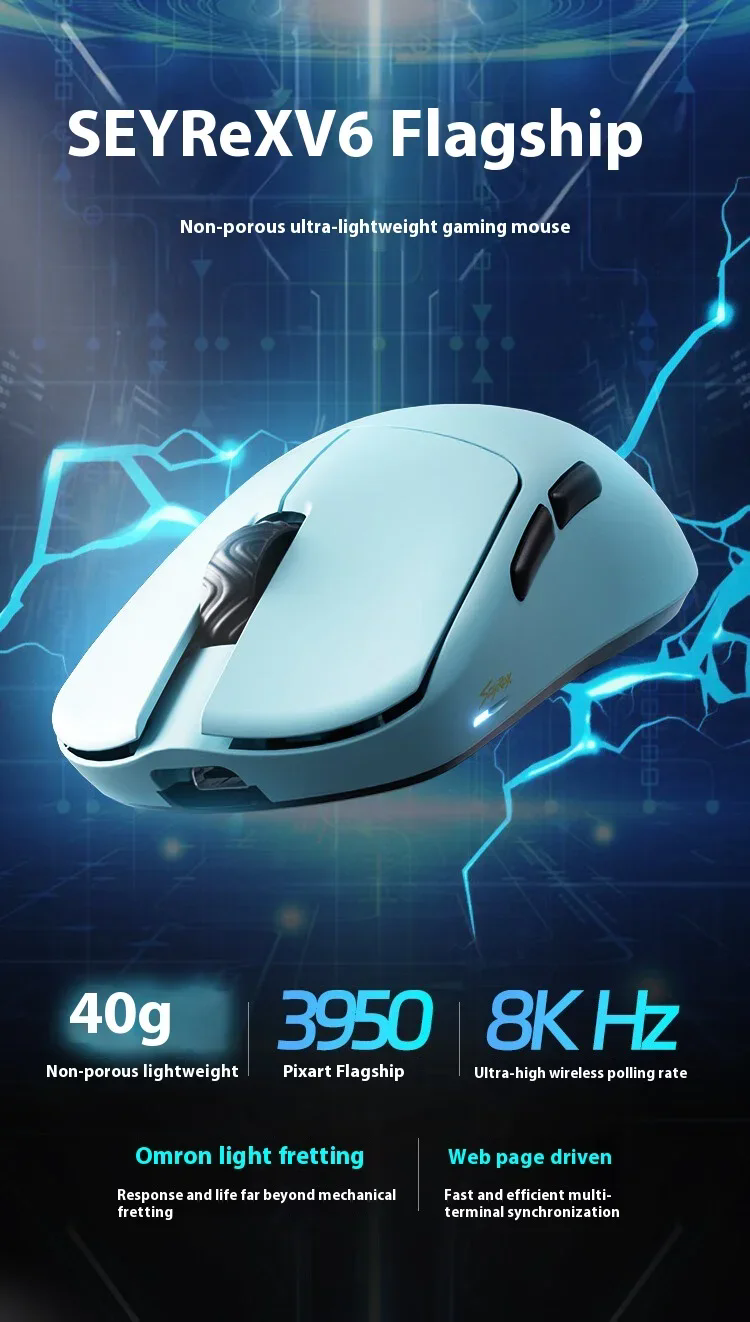 SCYROX V6 Wireless Mouse 30000DPI PAW3395 Lightweight Dual Mode Gaming ...