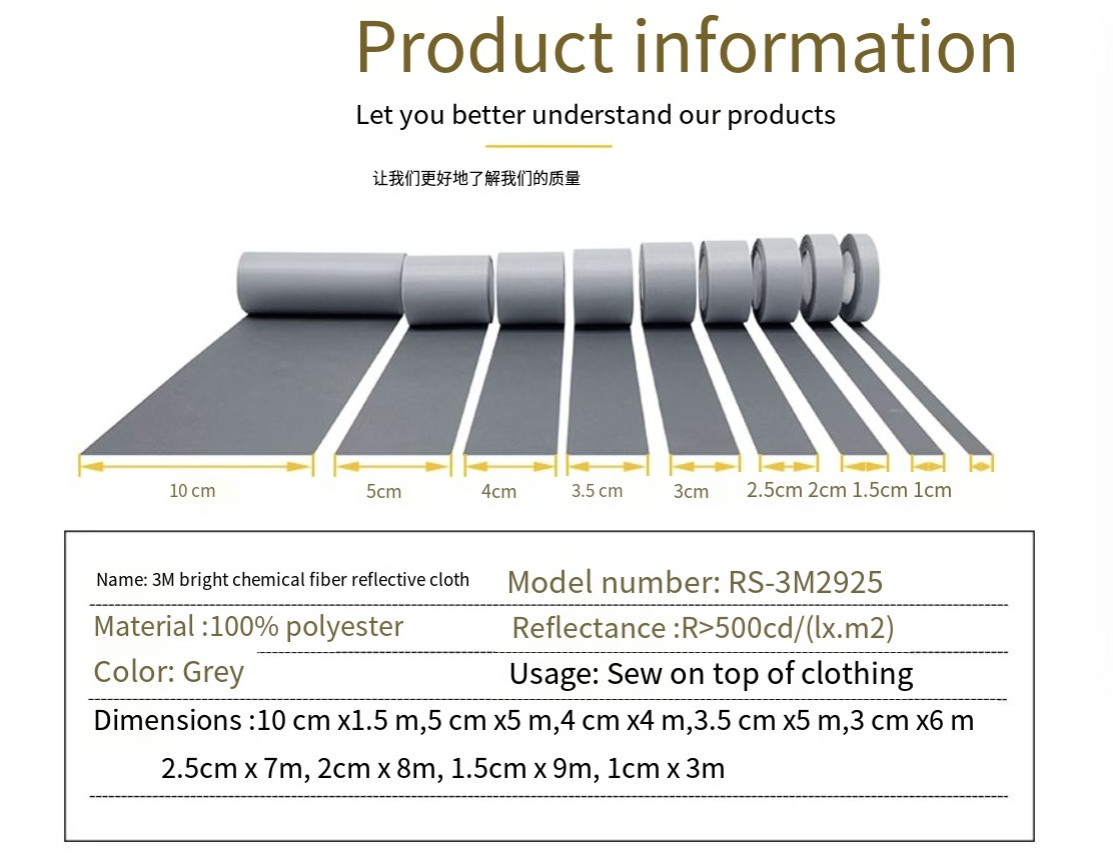 3M Reflective Strip 3M 2925 Gray Chemical Fiber Sewing Reflective Cloth ...
