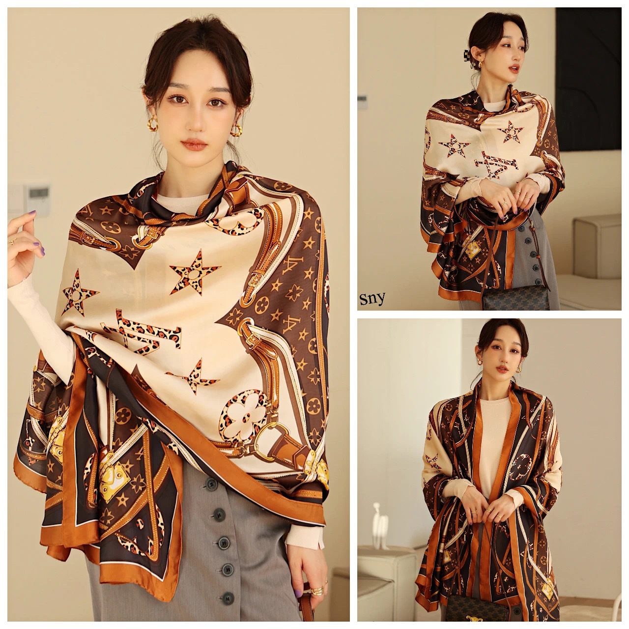 180cm satin silk scarf for women Spring and Autumn style Korean style ...
