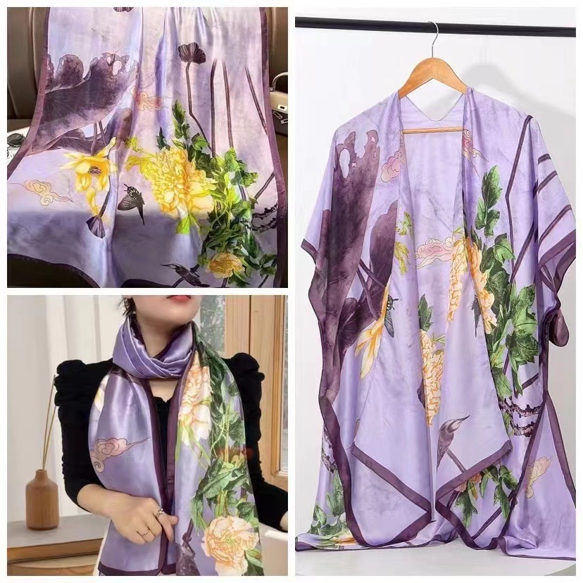 180cm satin silk scarf for women Spring and Autumn style Korean style ...