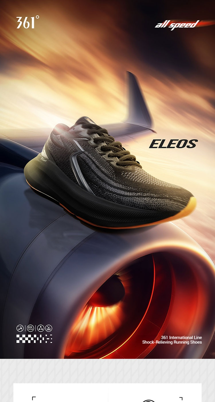 361 Degrees Eleos Men Running Shoes Shock-Absorption Anti-slip Abrasion ...