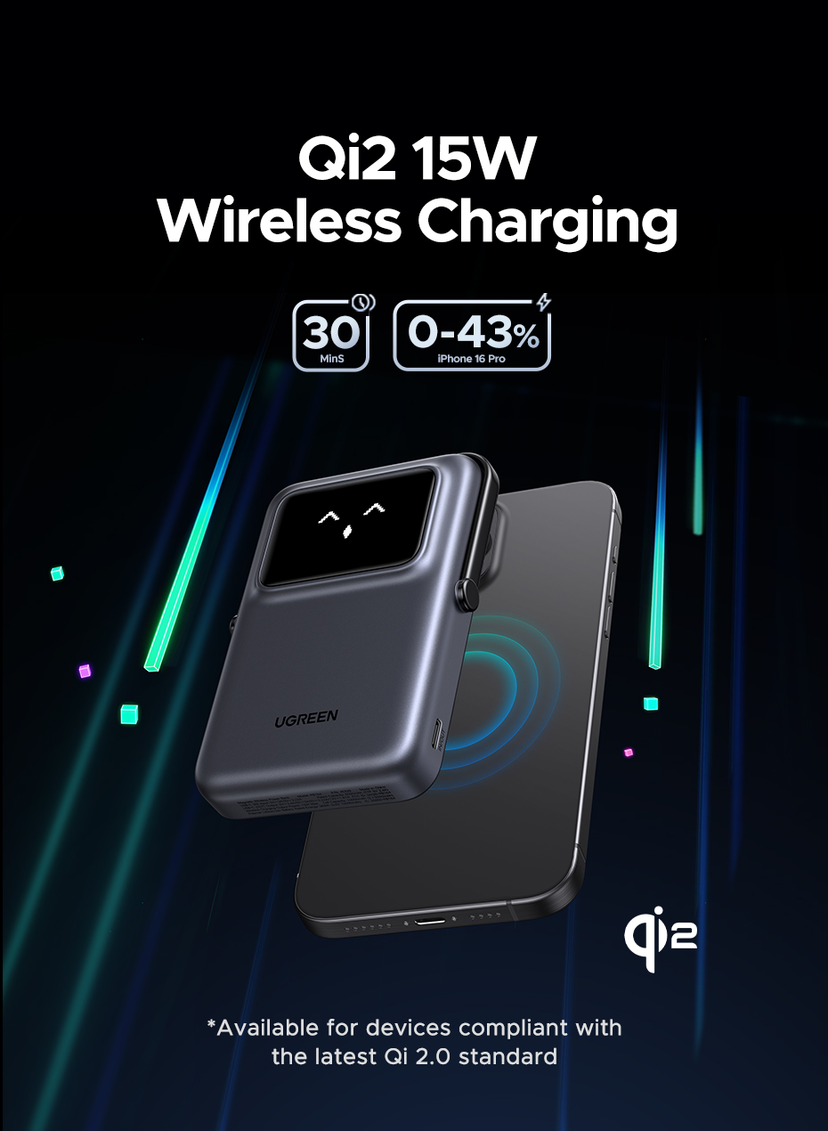 Ugreen UNO Qi2 15W 10000mAh Magnetic Wireless PD20W Fast Charging Power ...