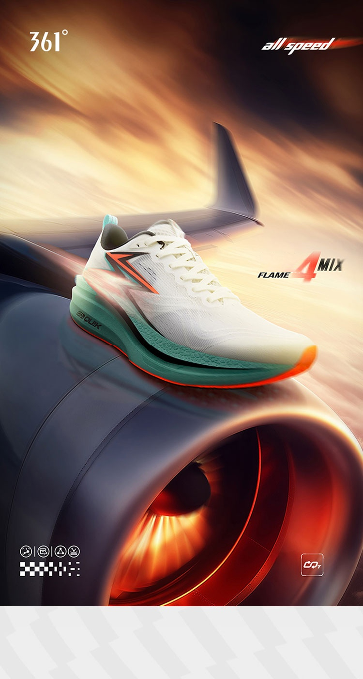 【Hot Selling| 20KM+ 】361Degrees Flame 4 Mix Men Running Shoes Professional One-Piece Carbon ...