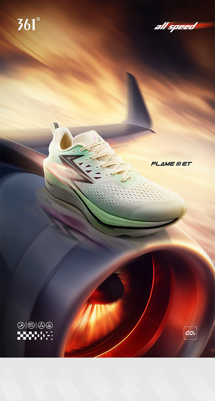361 Degrees Flame 3 ET Men Running Shoes Breathable Anti-slip Durable ...