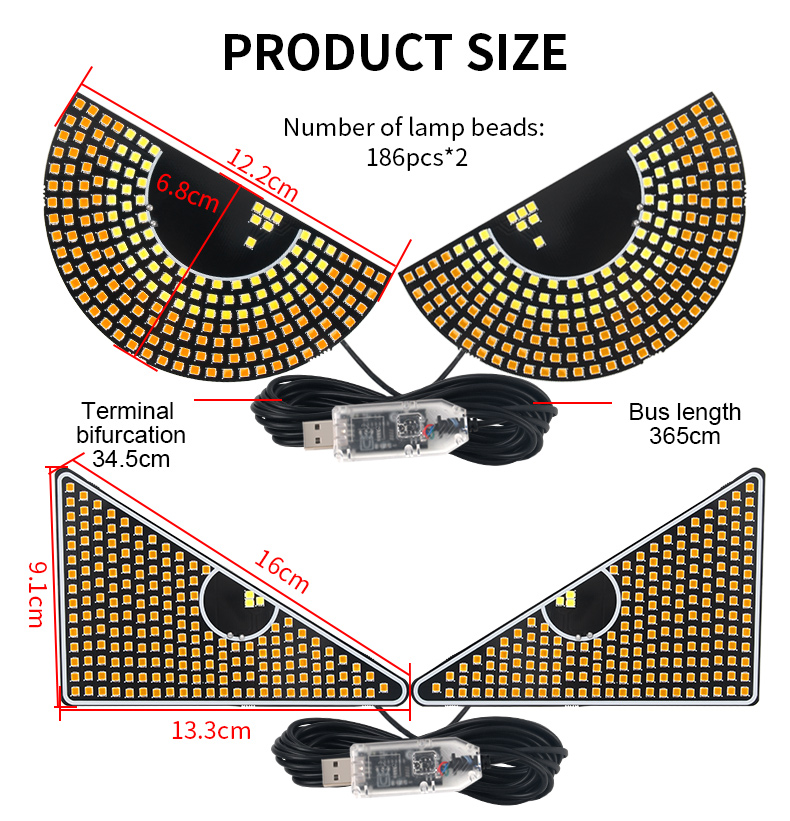 ((2PCS) Car Window LED Light Car Dynamic Light Velcro Eye Decorative ...