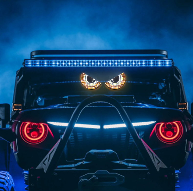 ((2PCS) Car Window LED Light Car Dynamic Light Velcro Eye Decorative ...