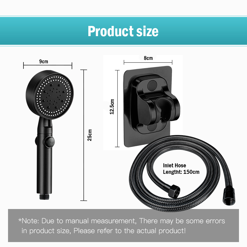 3 in 1 Shower Head Set 5-speed Booster Shower with Hose Portable ...