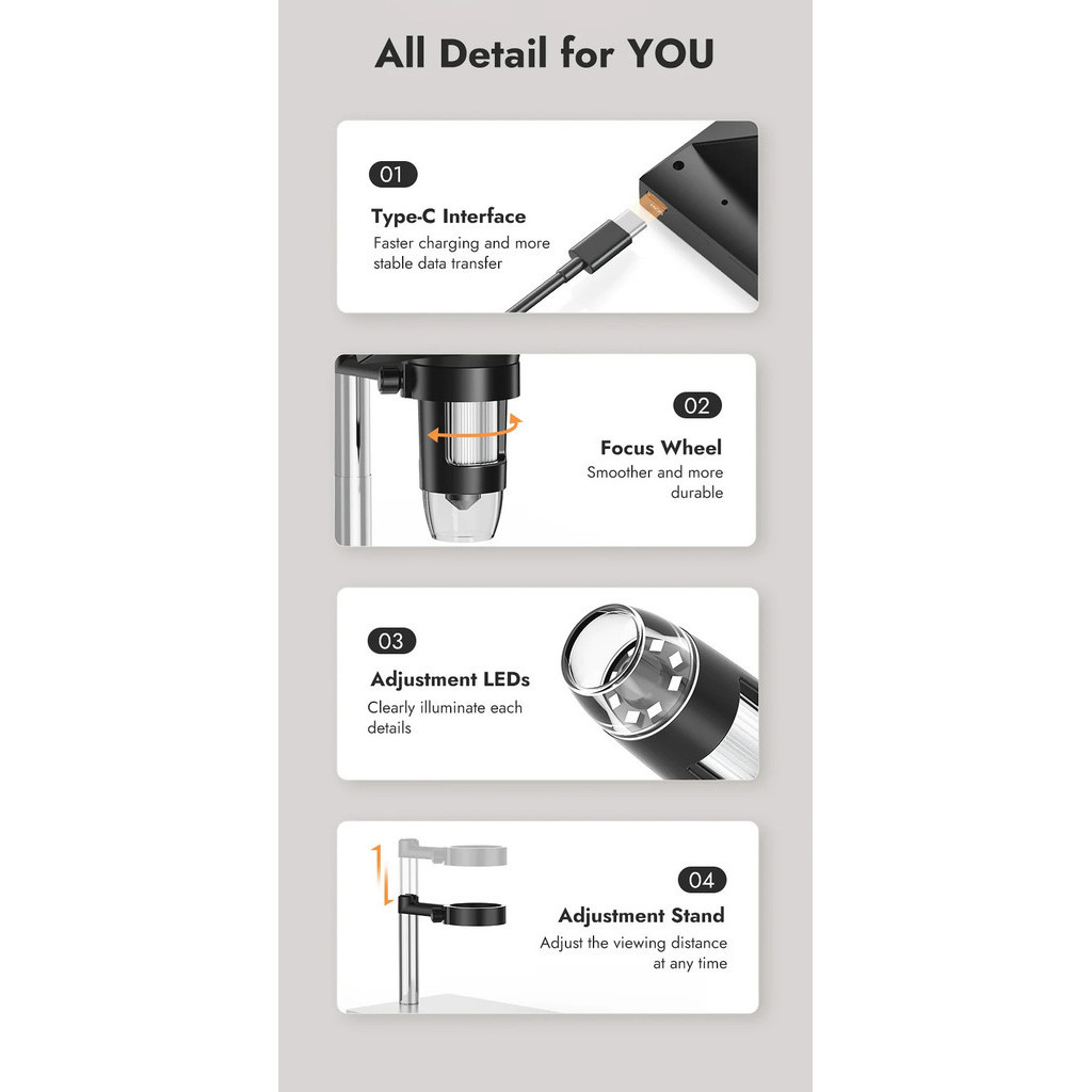 microscope 4.3 inch Digital Microscope 10X-1000X microscope for ...