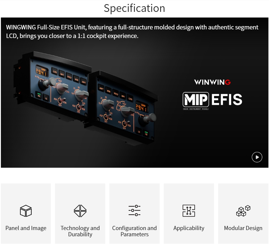 WINWING A320 EFIS-L Full-size EFIS Unit Flight Control Panel Flight ...
