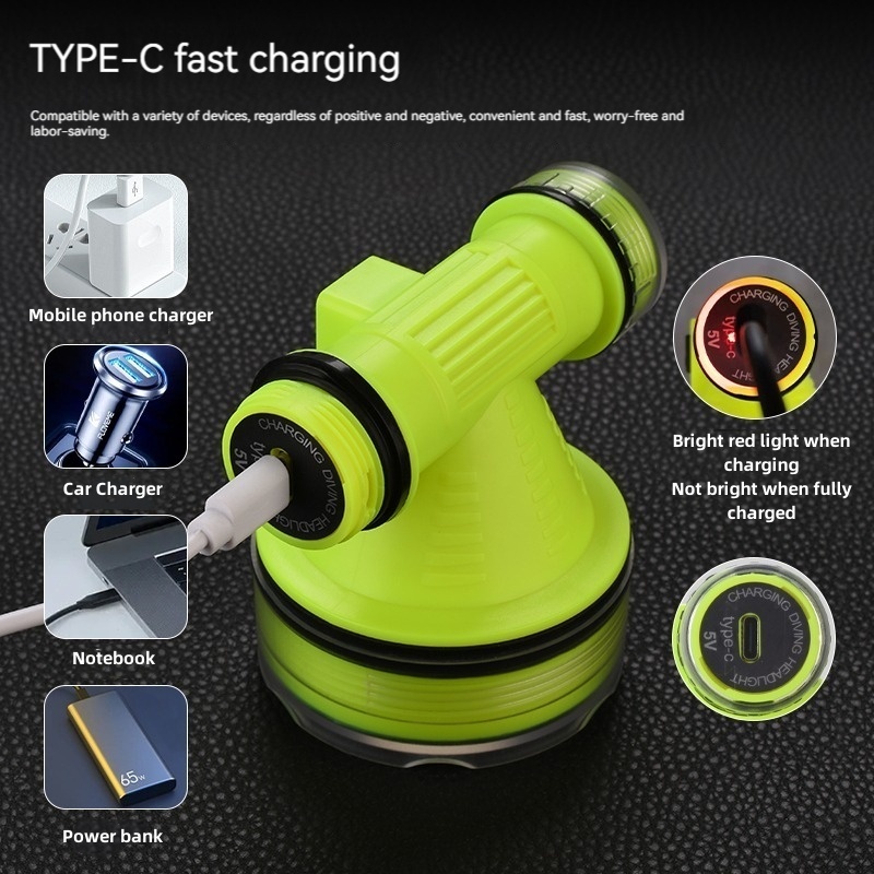 Professional Diving Headlight Rechargeable Headlamp Flashlight ...