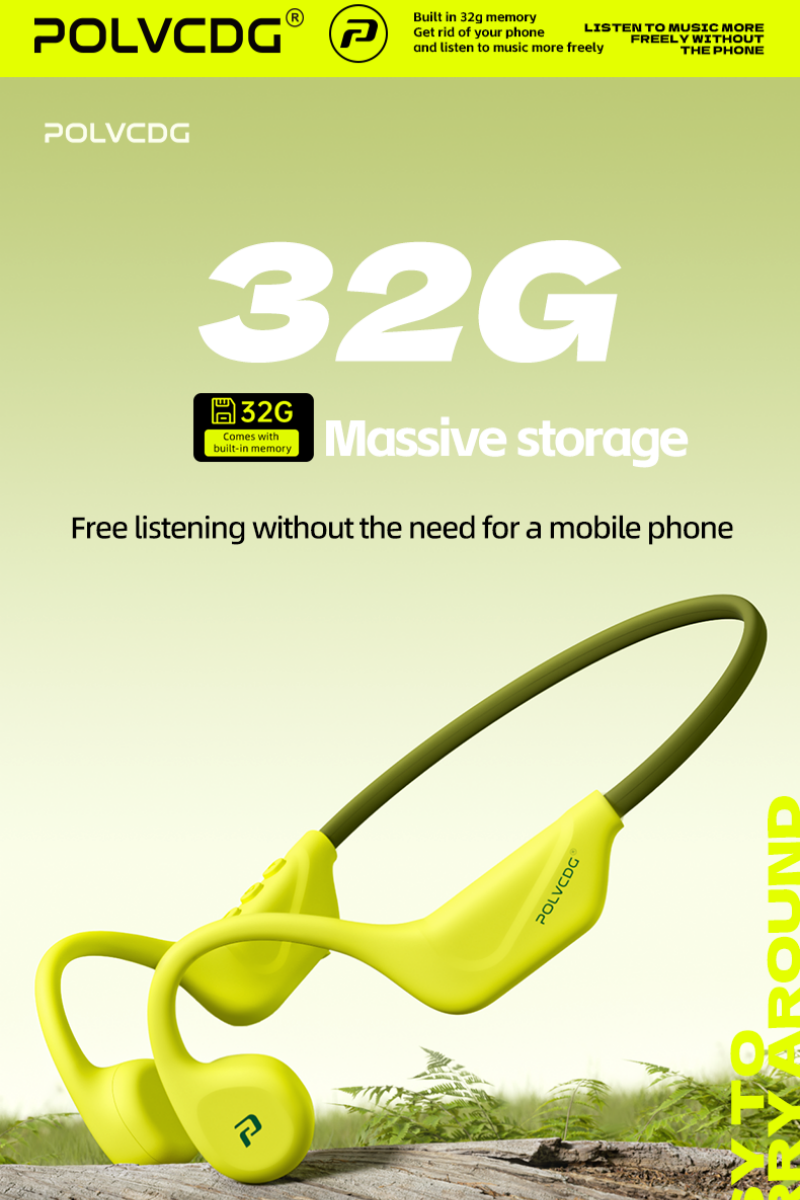 Polvcdg-X1-32GB Sports Bone Conduction Earphones Bluetooth 5.4IPX6 ...