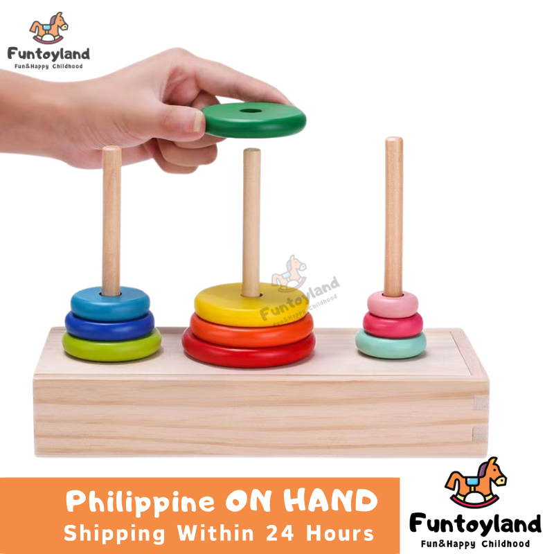 10 Rings Tower of Hanoi for Competition Wooden Toys Rainbow Tower of ...