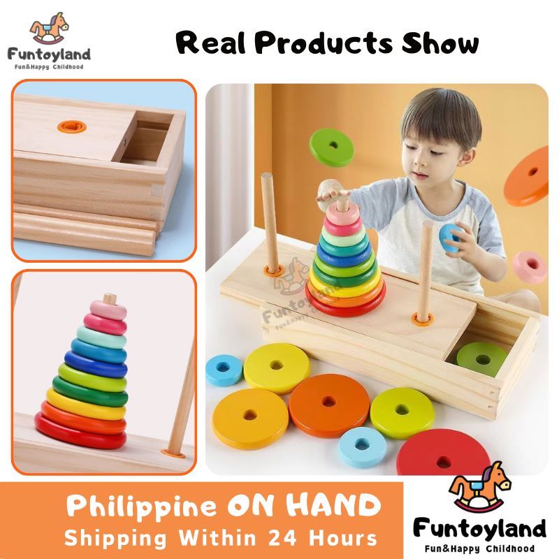 10 Rings Tower of Hanoi for Competition Wooden Toys Rainbow Tower of ...