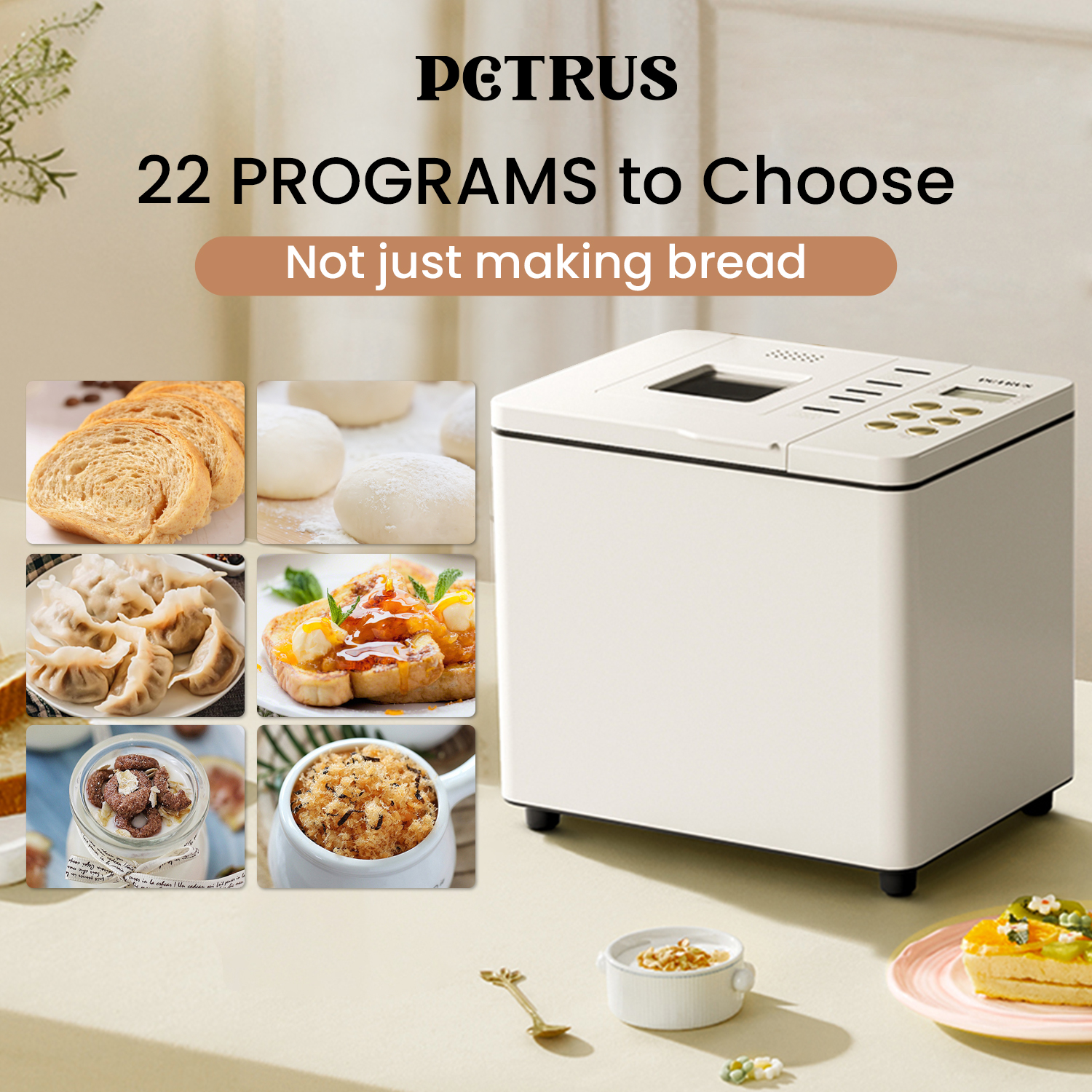 Petrus Bread Maker Machine 22 Programmable Menus Compact and Automatic Customizable Settings ...