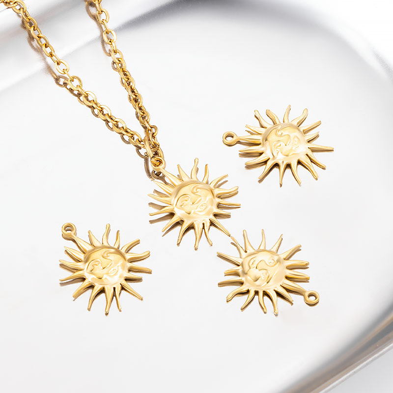 Stainless Steel 18k Gold Sun Smiling Face Pendant diy Jewelry ...