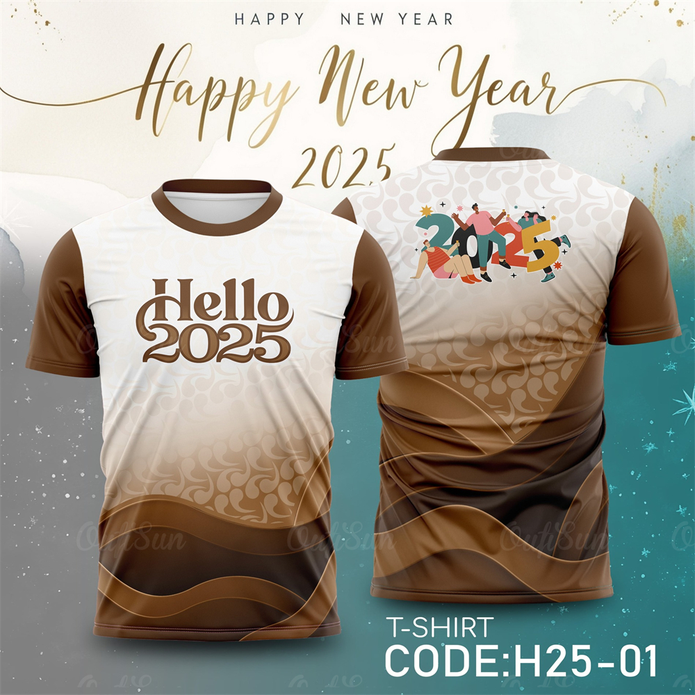 Mocha Mousse 2025 New Year Party Unisex Short Sleeve T-Shirt New Year ...