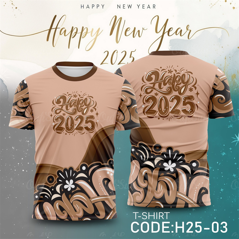 Mocha Mousse 2025 New Year Party Unisex Short Sleeve T-Shirt New Year ...