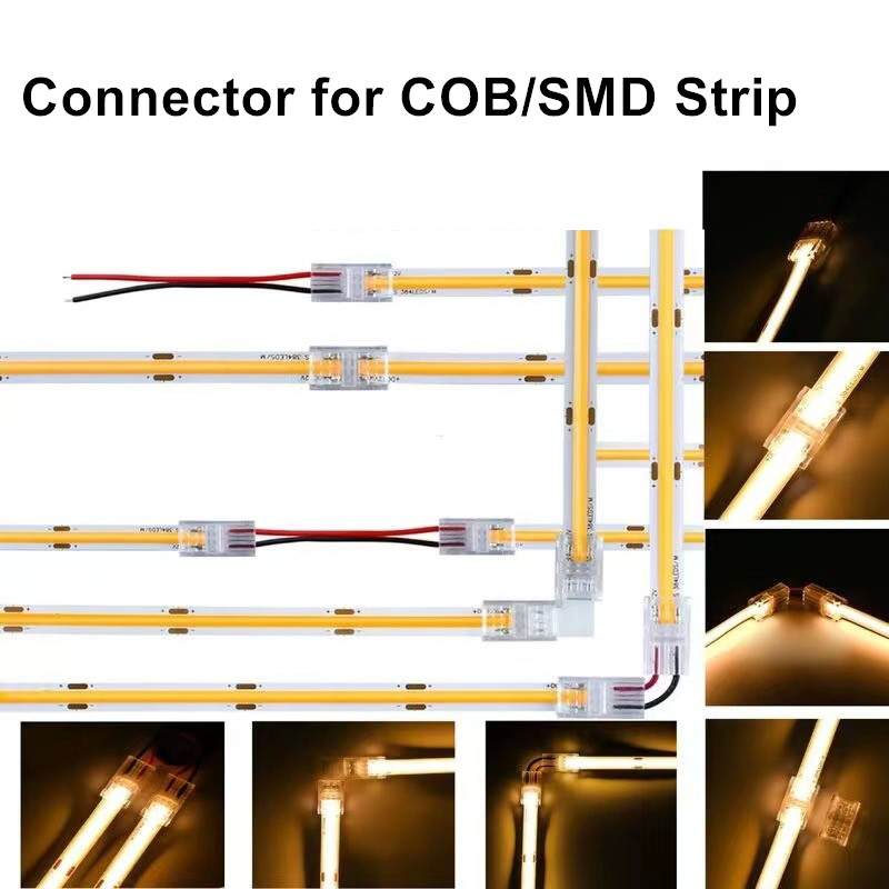 8mm 2pin COB LED Strip Connector Tape Lights L Shape T Shape LED Corner ...