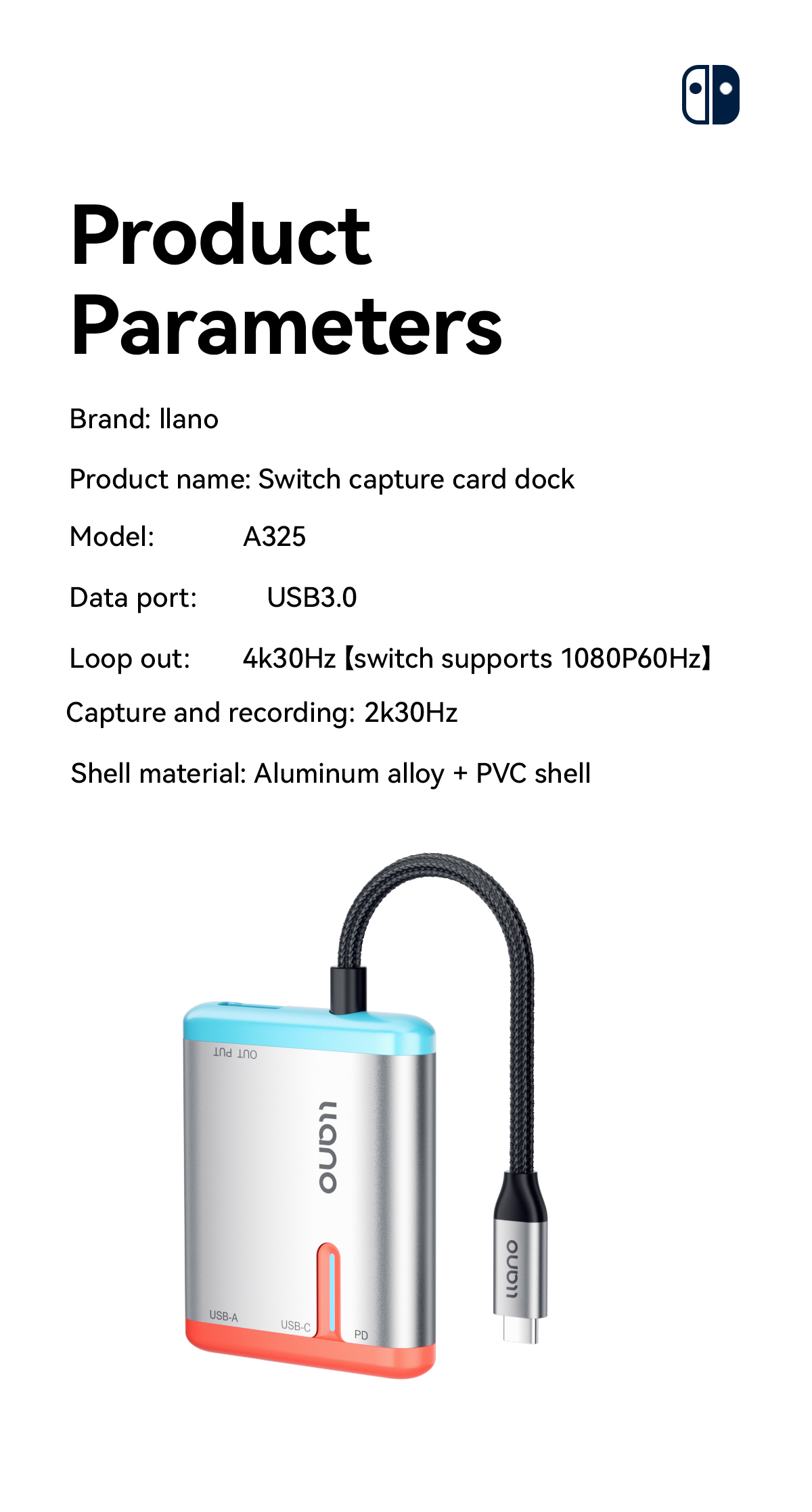 Llano Switch Video Capture Card Portable Switch Dock for Nintendo ...