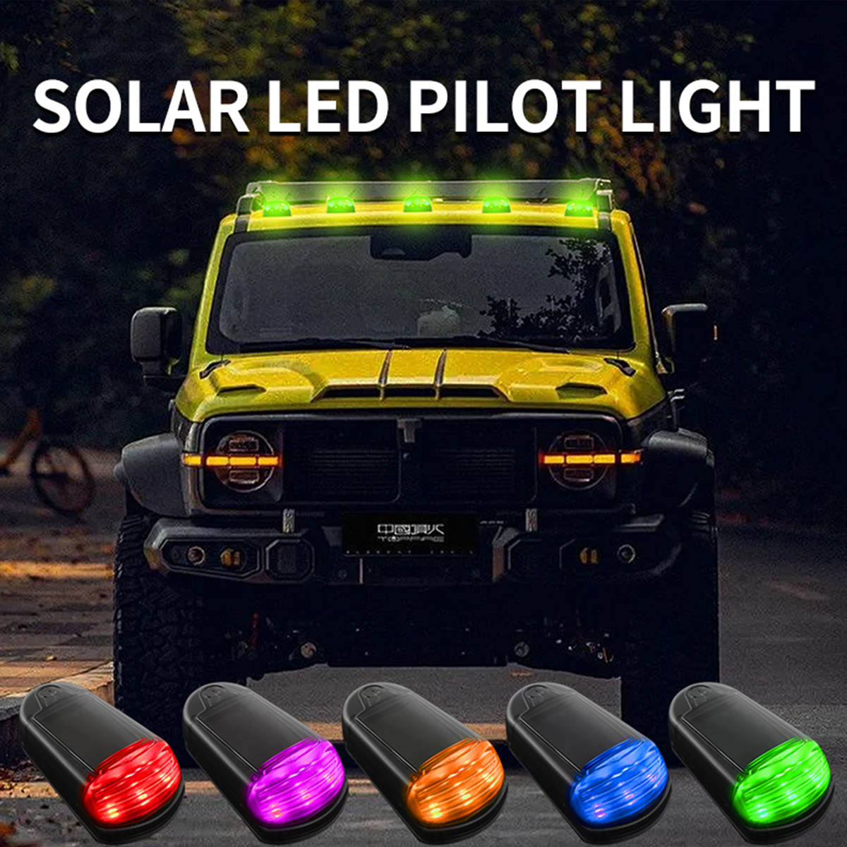 1pcs Car Solar Roof Warning Light Punch-free Wireless Solar Truck Cab ...