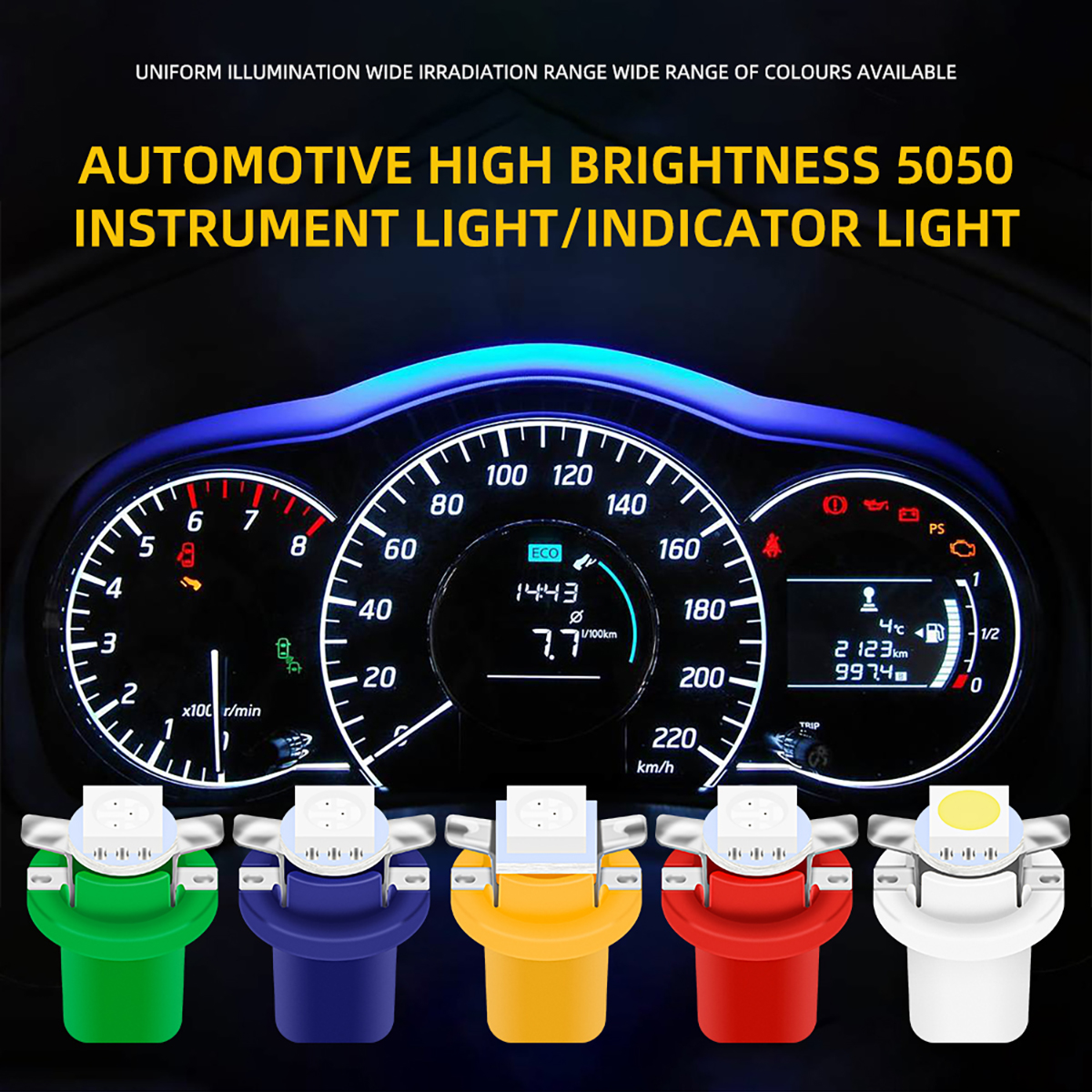 1pcs Led Dashboard Light B8.5D 5050 SMD Cluster Speedmeter Instrument ...