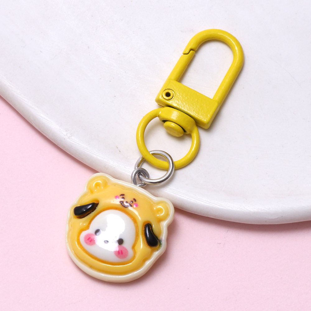 1pcs cartoon animals keychain cat dog bear Split Rings Keyfob Charm ...