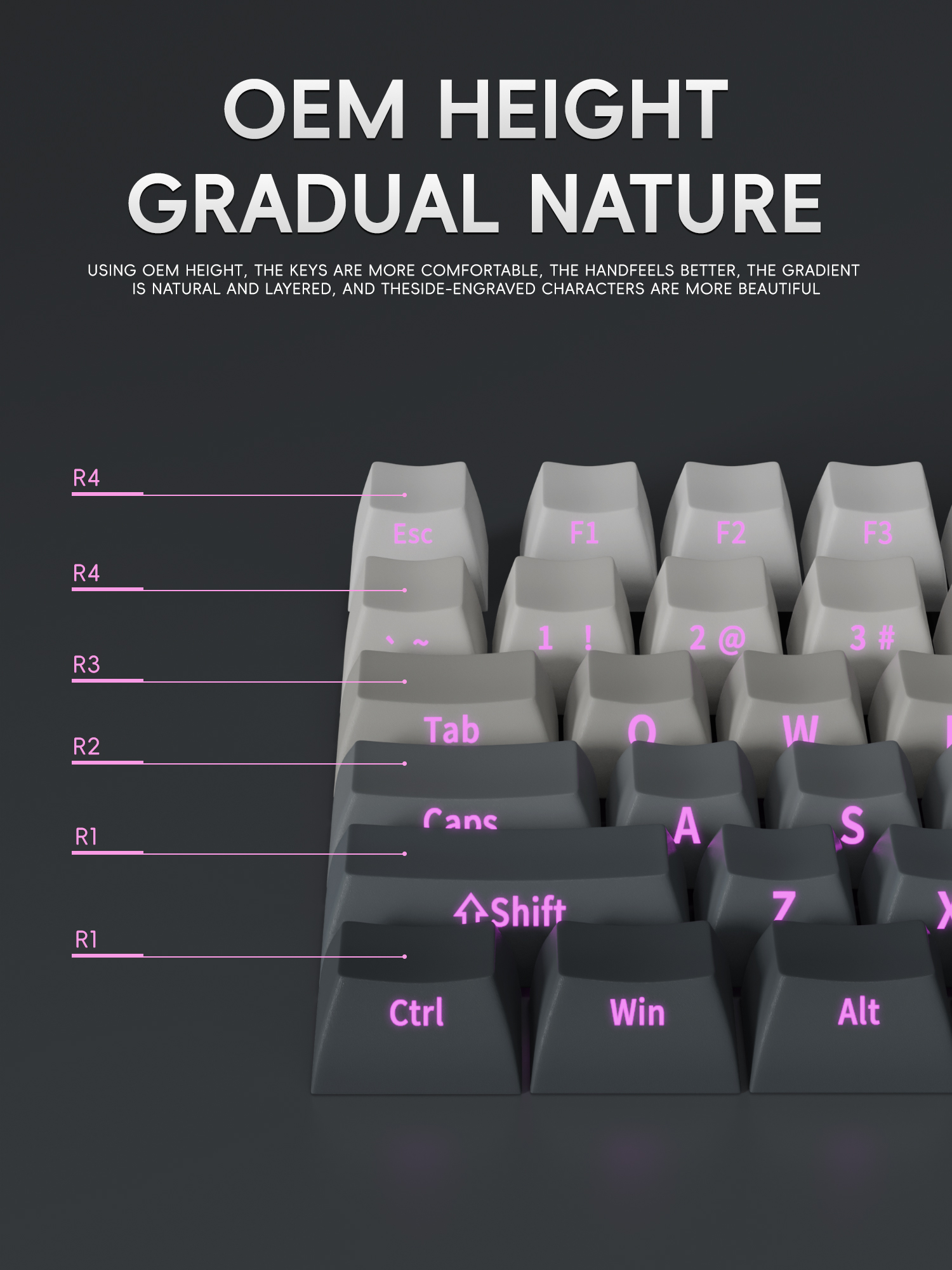 PBT Keycap 136Keys OEM Height Side Engraving Gradient Color keycaps for ...