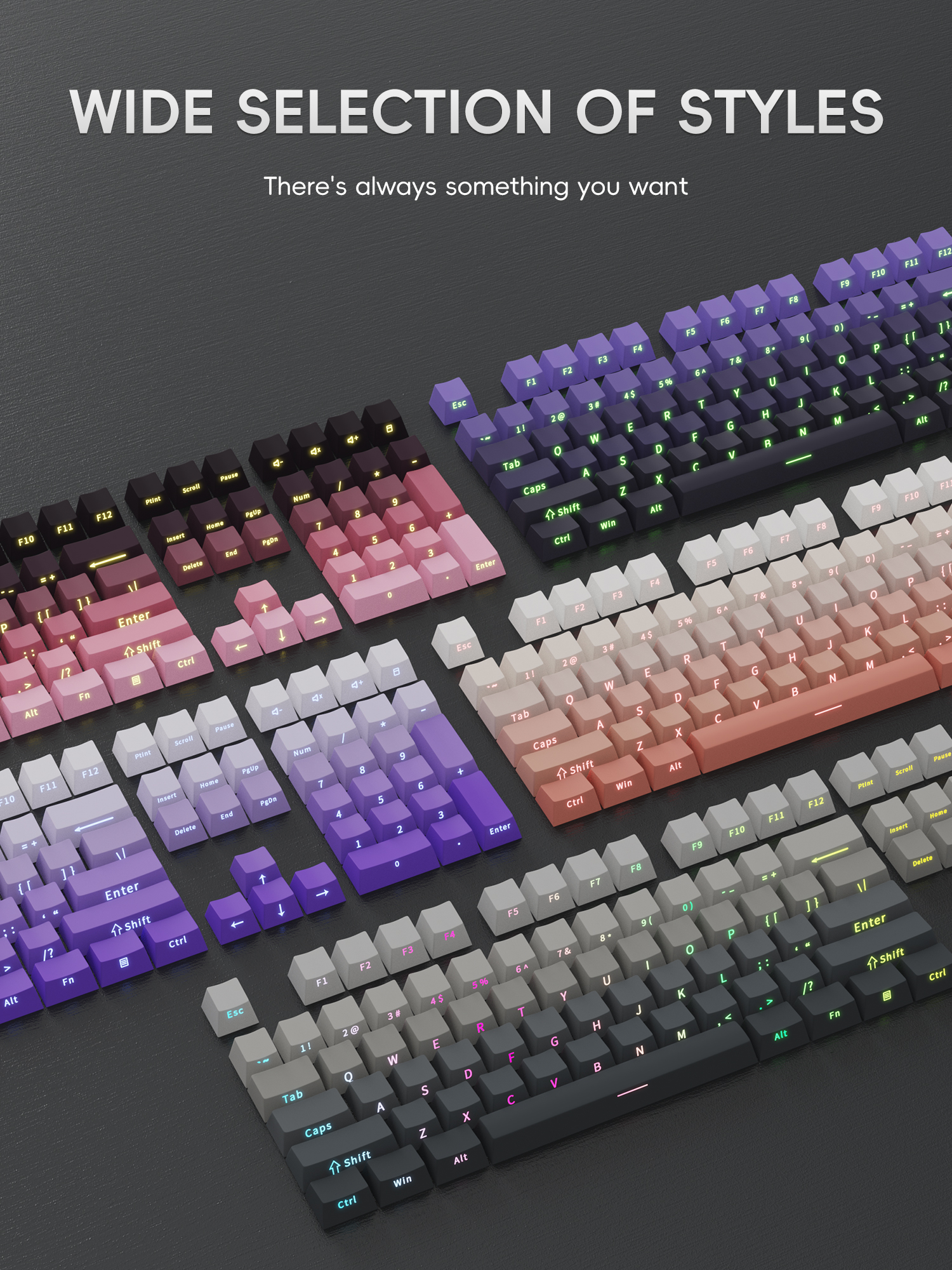 PBT Keycap 136Keys OEM Height Side Engraving Gradient Color keycaps for ...