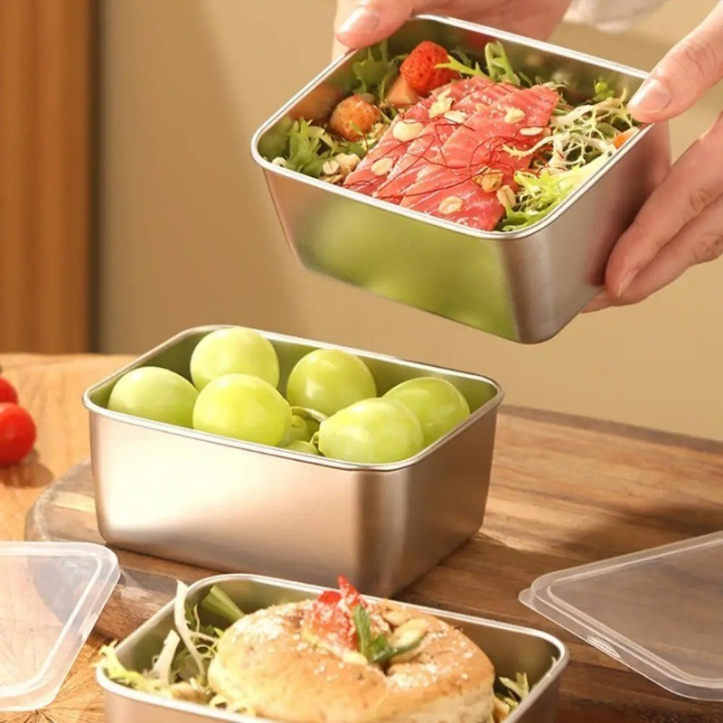 4PCS(S+M+L+XL) Set 304 Stainless Food Container Box Stainless Box ...