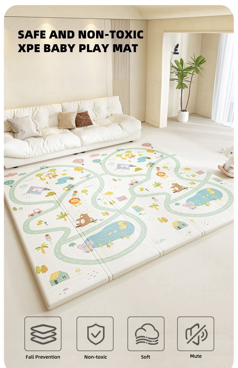 Foldable XPE Baby Play Mat 2cm Thick Waterproof Playmat for Babies and Toddlers - Reversible and ...
