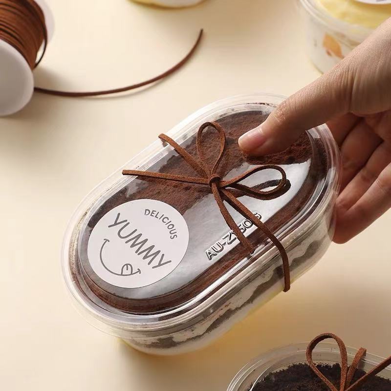 25pcs Oval Plastic Container Oval Cake Container Dessert Container ...
